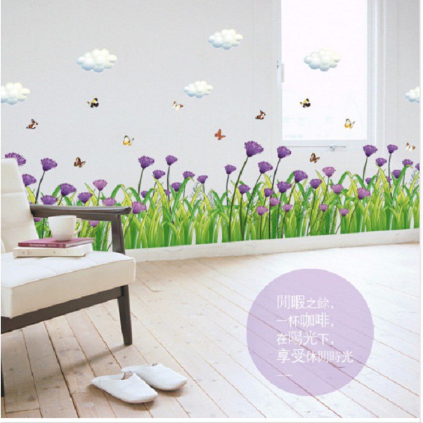 Jual Wallsticker Stiker Dinding Rumput Ungu SK7005 UKURAN 50X70CM ...