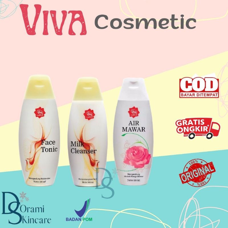 Jual VIVA Cosmetic Kosmetik Face Tonic Milk Cleanser Air Mawar ORIGINAL ...