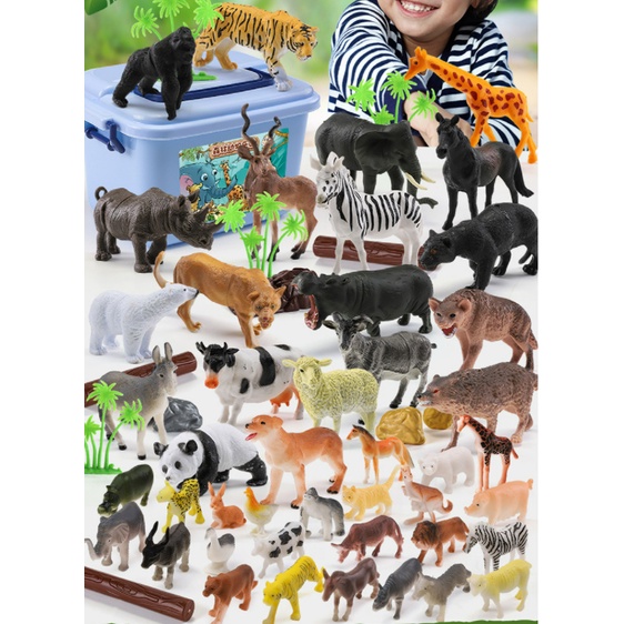 Jual Miniature animal dan dinosaurus Mainan anak Miniature Hewan 58pcs ...