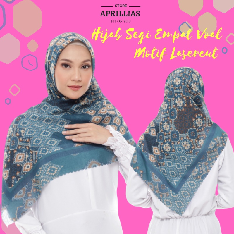 Jual Krudung Segiempat Voal Motif Premium Lasercut Scarf Warna Bunga ...
