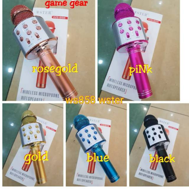 Jual MIC WS858 WS-858 Portable Bluetooth Wireless Microphone Speaker Karaoke | Shopee Indonesia