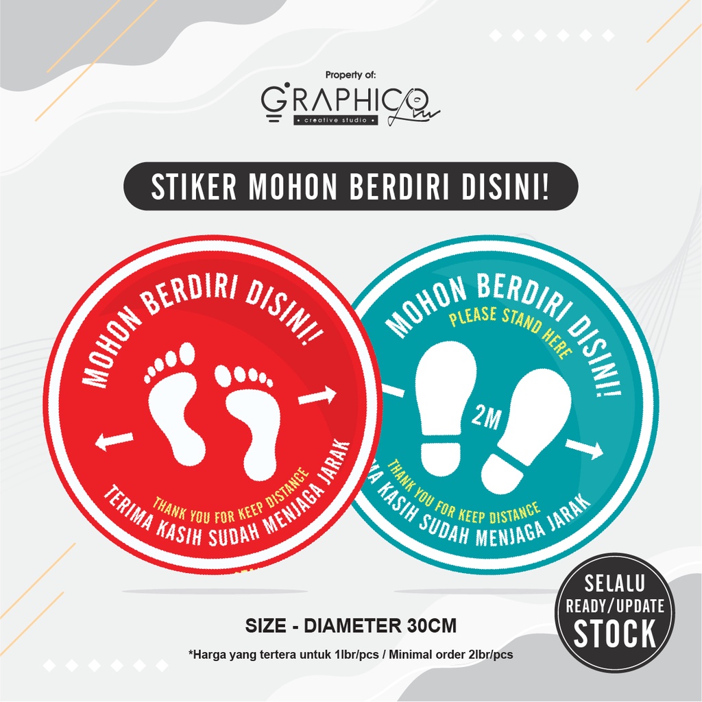 Jual Stiker Jaga Jarak/Mohon Berdiri Disini Bulat (Diameter 30cm ...