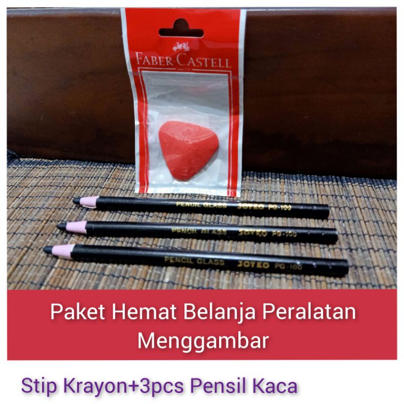 Jual Penghapus Krayon Faber-Castell Triangle Dan Pensil Kaca Joyko Penebal Gambar Peralatan ...