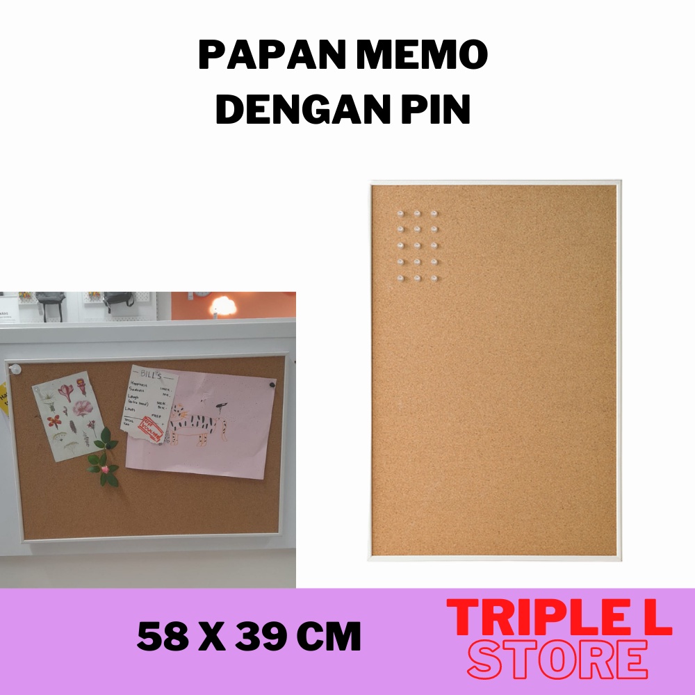 Jual Papan Memo Gabus Dengan Pin Memo Board With Pins 58x39 cm VAGGIS ...