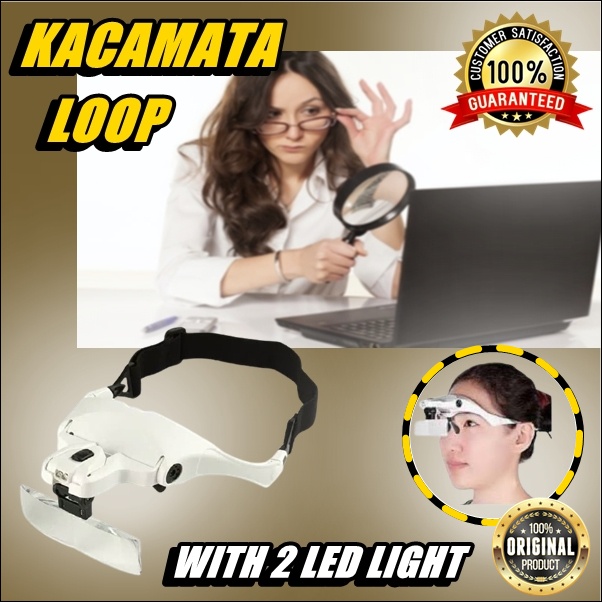 Jual Kacamata Loop Pembesar 2 LED dengan Headband asli kaca mata Zoom 5 ...