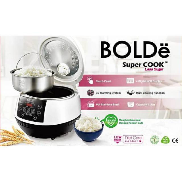 Jual Rice Cooker Less Sugar BOLDe 1 Liter - Magic Com Rendah Gula ...
