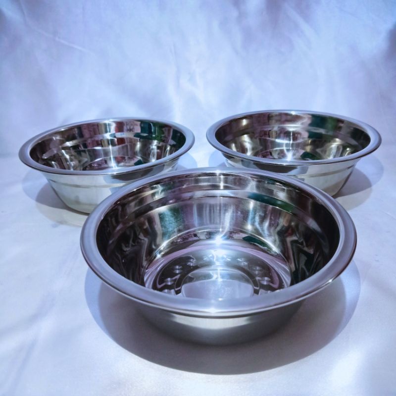 Jual Set 3 Pcs Baskom Stainless Tebal / Mangkok Stainless Ukuran 24cm ...