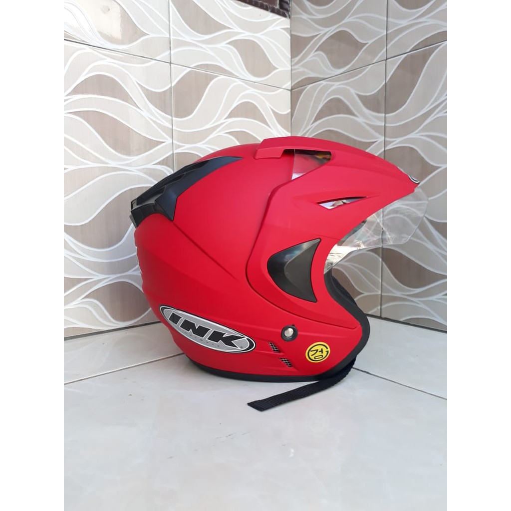 Jual HELM BASIC INK DOUBLE VISOR TYPE T1 WARNA MERAH DOF GOOD QUALITY ...