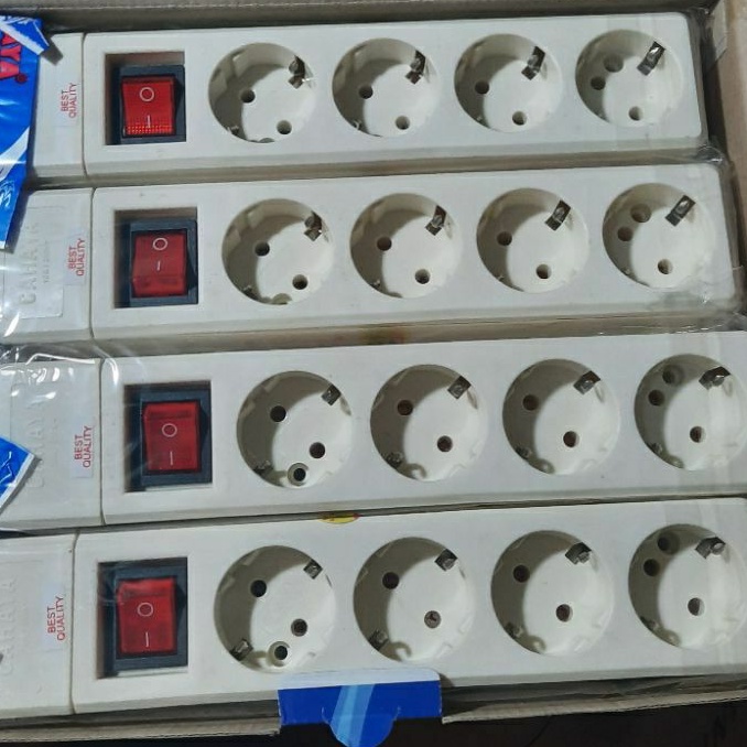 Jual STOP KONTAK 4 LUBANG SAKLAR ON OF KUNINGAN / COLOKAN 4 SWIT LUBANG ...