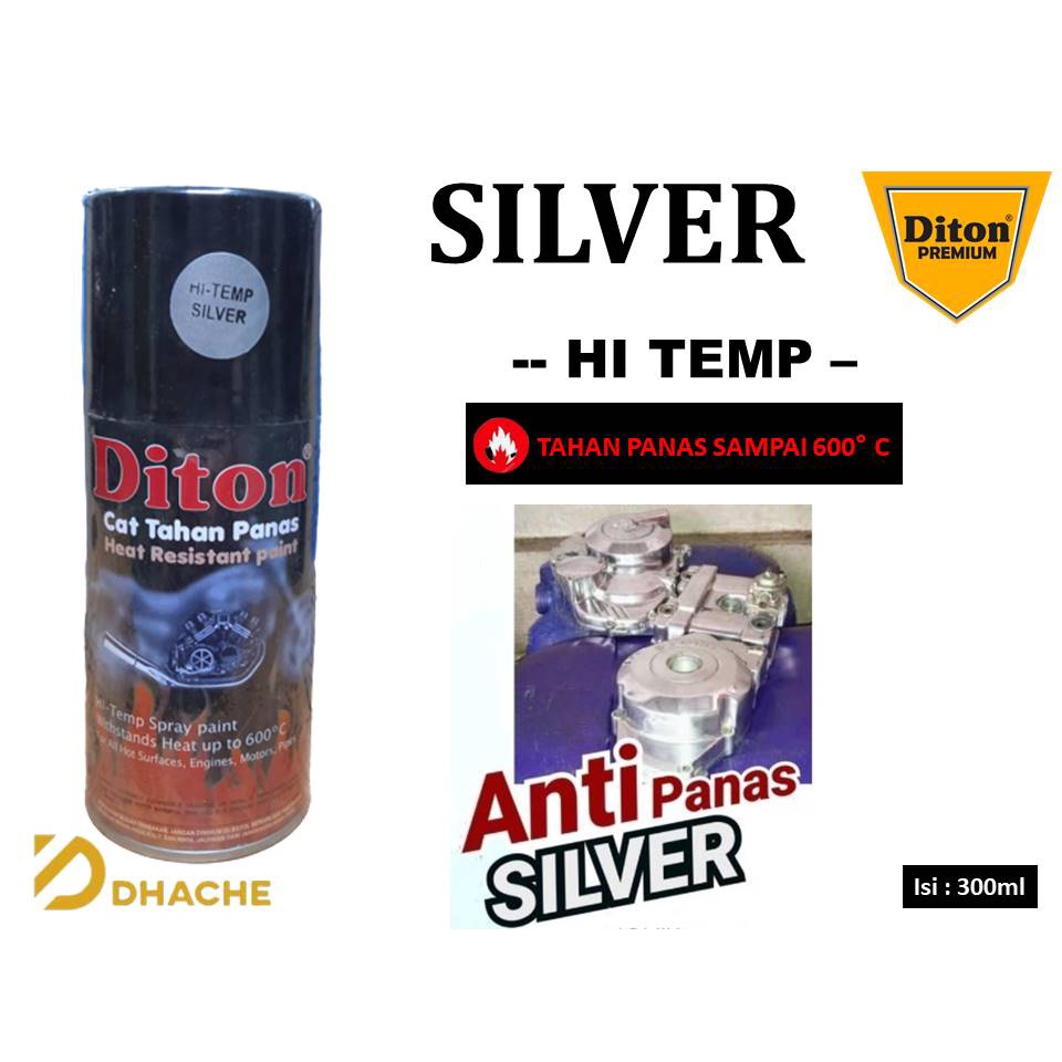 Jual Cat Pilok Diton Hi Temp Silver ANTI PANAS 300ml Cat Pilox Hitemp ...
