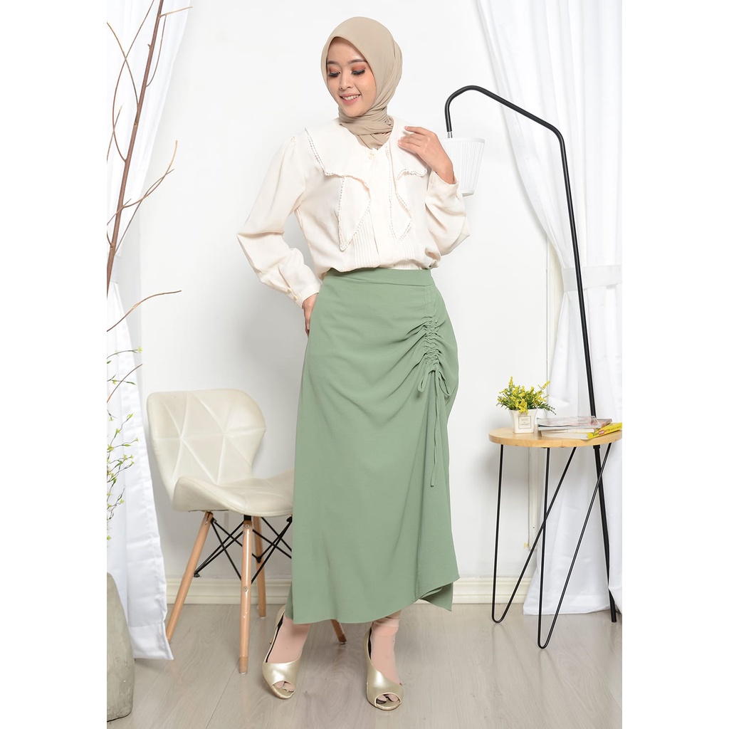 Jual ROK SERUT L,XL,XXL CASUAL FLOWY-ROK POLOS PANJANG BAHAN CRINGCLE ...