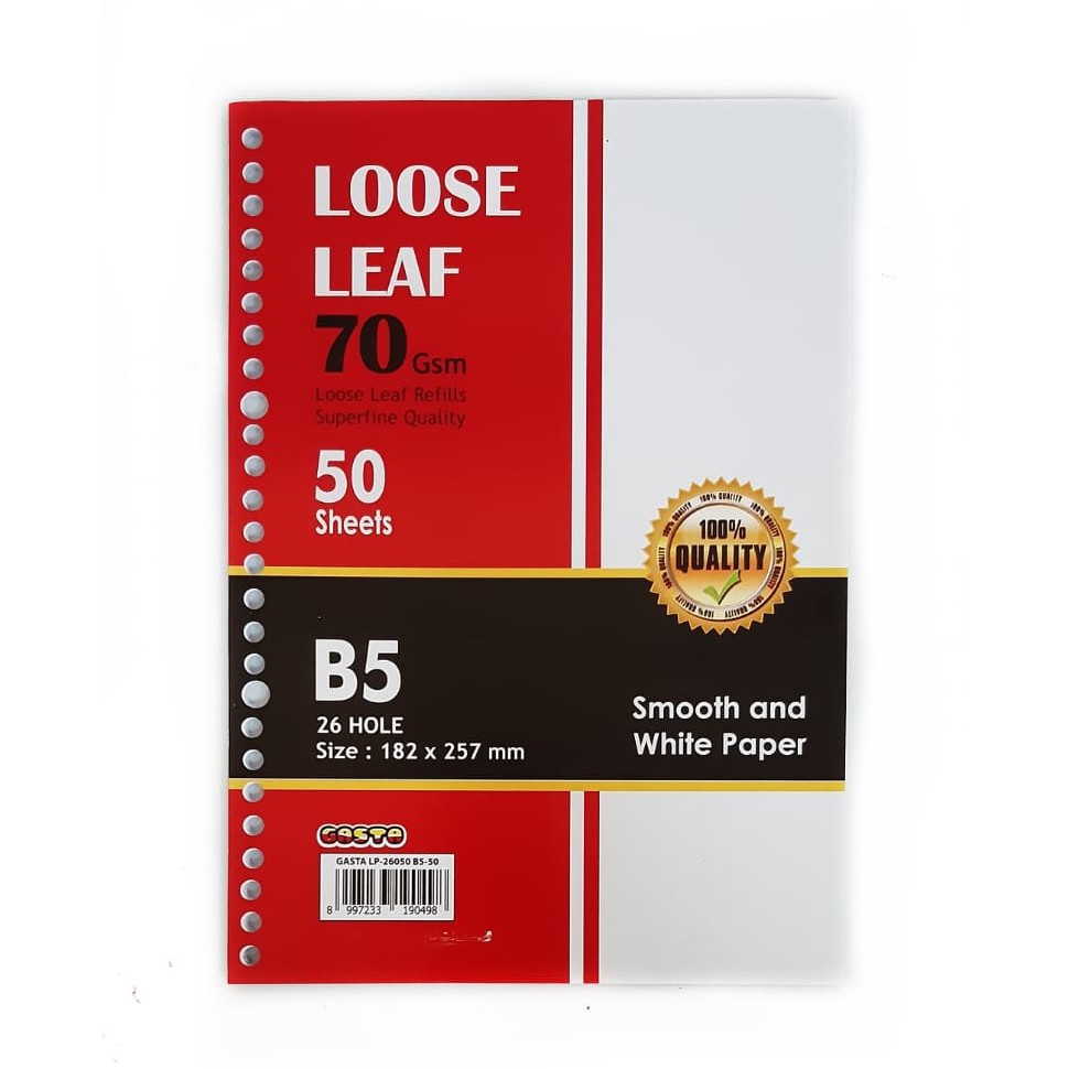 Jual LOOSE LEAF KERTAS BINDER B5 POLOS 26 RING LUBANG 50 LEMBAR ISI BINDER NOTE LOOSE LEAF 70 ...