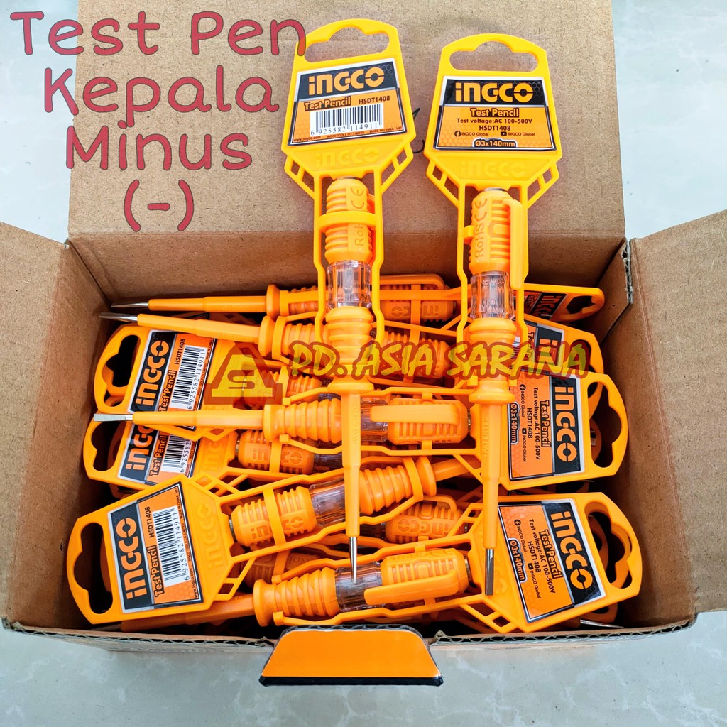 Jual Test Pen 500VAC (-) 3x140mm INGCO HSDT1408 Obeng Tespen Listrik ...