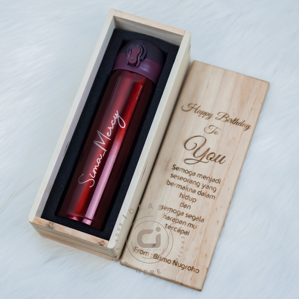 Jual Tumbler Custom Nama + Box Hampers Kayu Free Custom | Shopee Indonesia