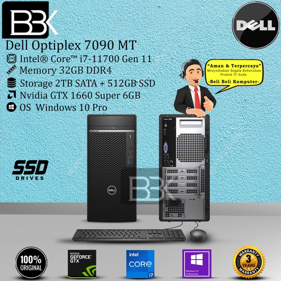 Jual CPU DELL Optiplex 7090 MT i7-11700 32GB 2TB+512GB VGA 6GB W10PRO ...