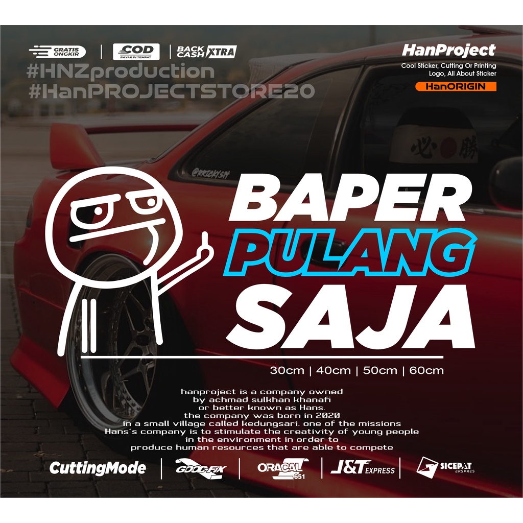 Jual STICKER BAPER PULANG SAJA TERBARU | STICKER CUTTING REFLECTIVE ...