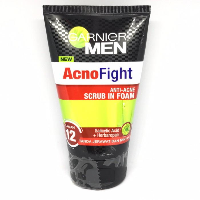 Jual Garnier Men Acno Fight Anti-Acne Scrub In Foam Cleanser 100 ml - 100 ml | Shopee Indonesia