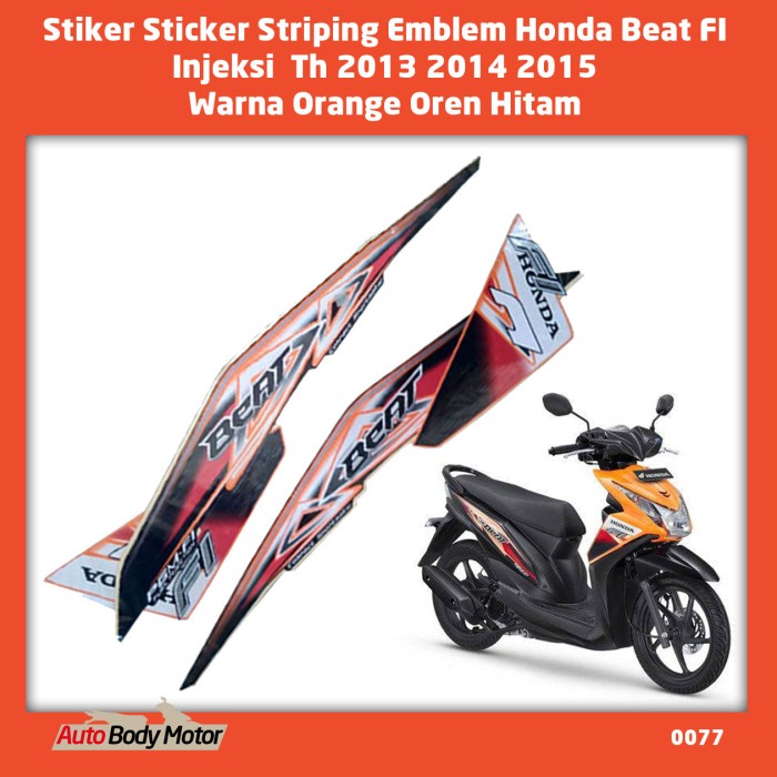 Jual Stiker Sticker Striping Emblem Honda Beat FI Injeksi Warna Orange ...