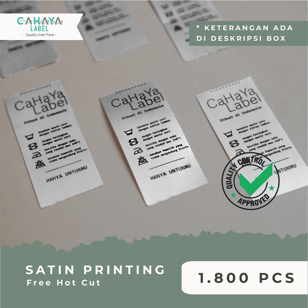 Jual Custom Label Baju Hijab Printing Satin Saten (FREE HOTCUT) PAKET ...