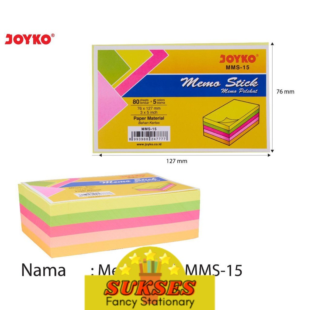 Jual Memo Stick Sticky Note Kertas Memo Memo Tempel Joyko Mms-15 ...