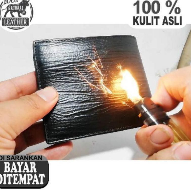 Jual Dompet Kulit Pria Asli 100% kulit sapi TAHAN API MOTIF SERAT KAYU ...