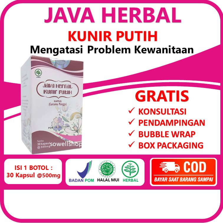 Jual Java Herbal Kapsul Ekstrak Kunir Putih Obat Kista Kiesta Pereda Pelancar Nyeri Haid ...