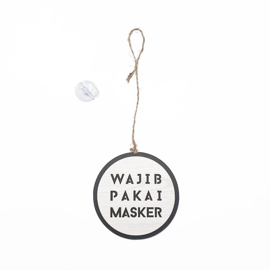 Jual Gantungan Sign Cafe - WAJIB PAKAI MASKER - BULAT BONUS KOP KACA ...