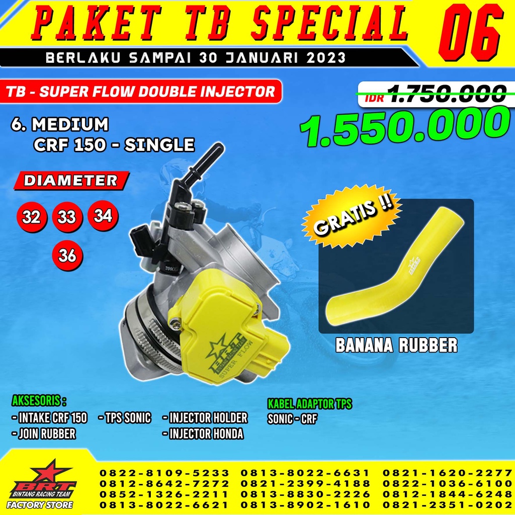 Jual THROTTLE BODY SUPER FLOW DOUBLE INJECTOR - MEDIUM - SONIC 150 CRF ...