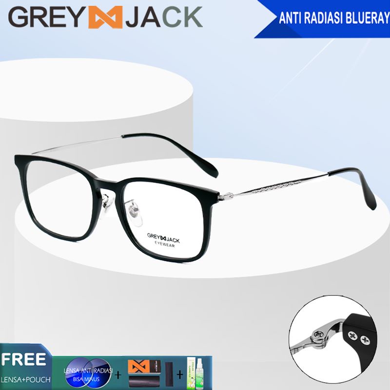 Jual Grey Jack Frame Kacamata Design Kotak Simple Elegant Fashion Pria ...