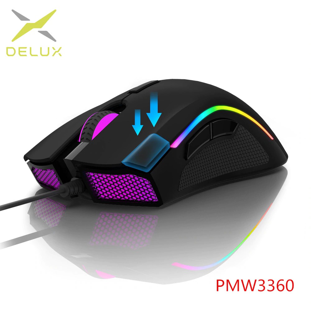 Jual Delux M625 PMW3360 Sensor Gaming Mouse 12000DPI 12000FPS 7 Buttons ...