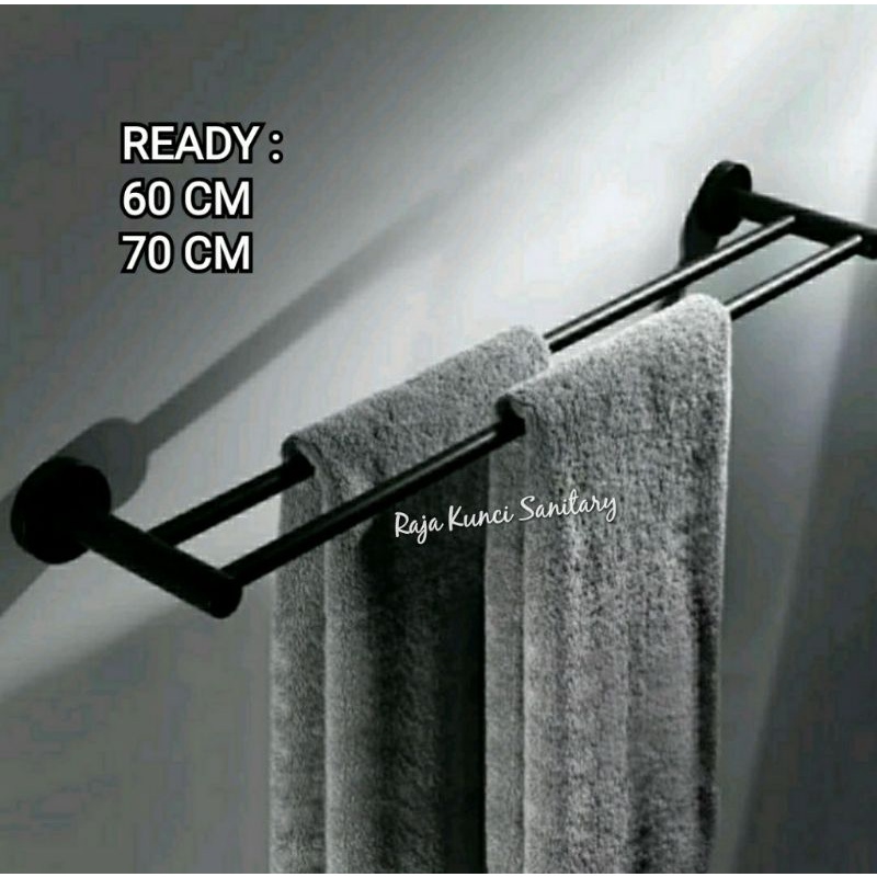 Jual Gantungan Handuk 2 Baris Hitam Black 60Cm/70Cm/Rak Handuk 2 Baris ...