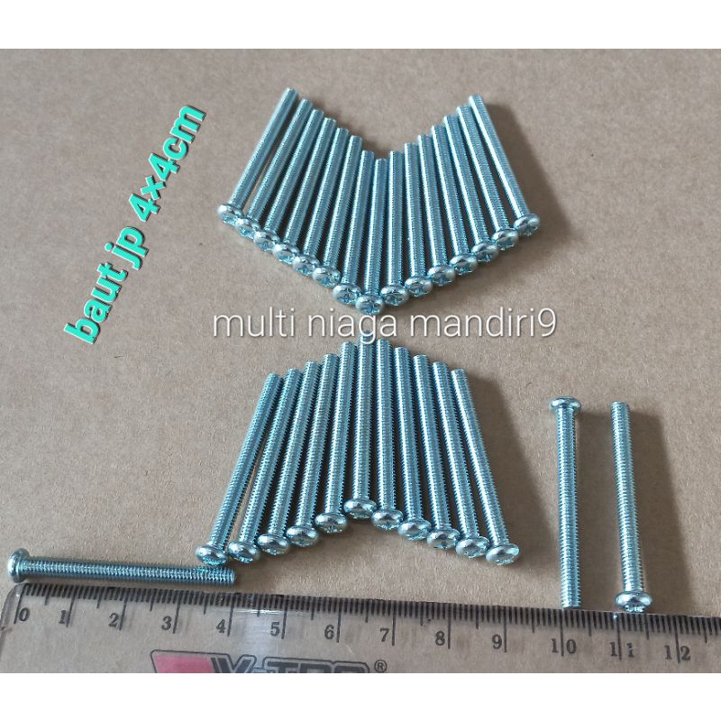 Jual baut jp 4×4cm besi putih galvanis / baut jp m4×40mm bahan besi ...