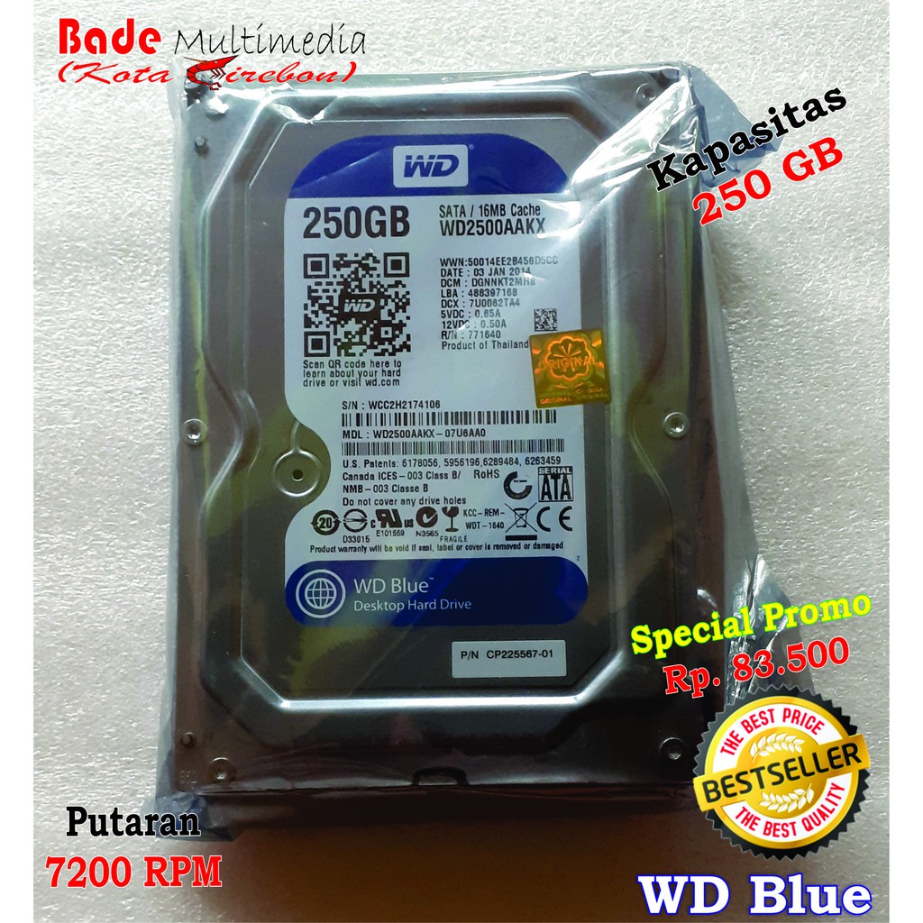 Jual Hardisk HDD Internal-Eksternal Komputer PC 3,5 Inch 250GB WD Blue ...