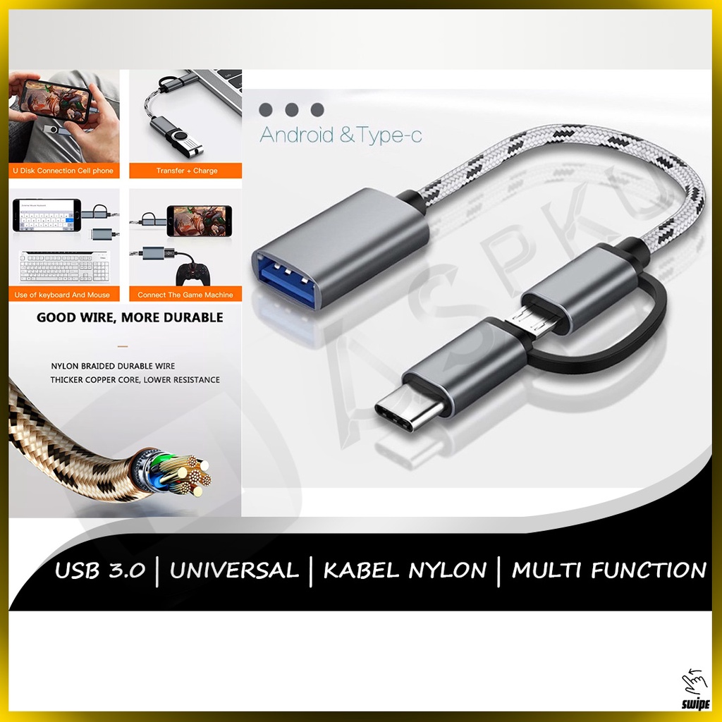 Jual OTG 2in1 Micro USB & Type C Transfer Baca Tulis Menghubungkan Hp Smartphone Mouse Keyboard ...