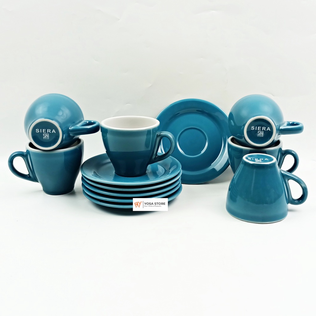 Jual Cangkir Set Keramik Kopi Latte Warna Biru Muda Polos Farve 12 Pcs ...
