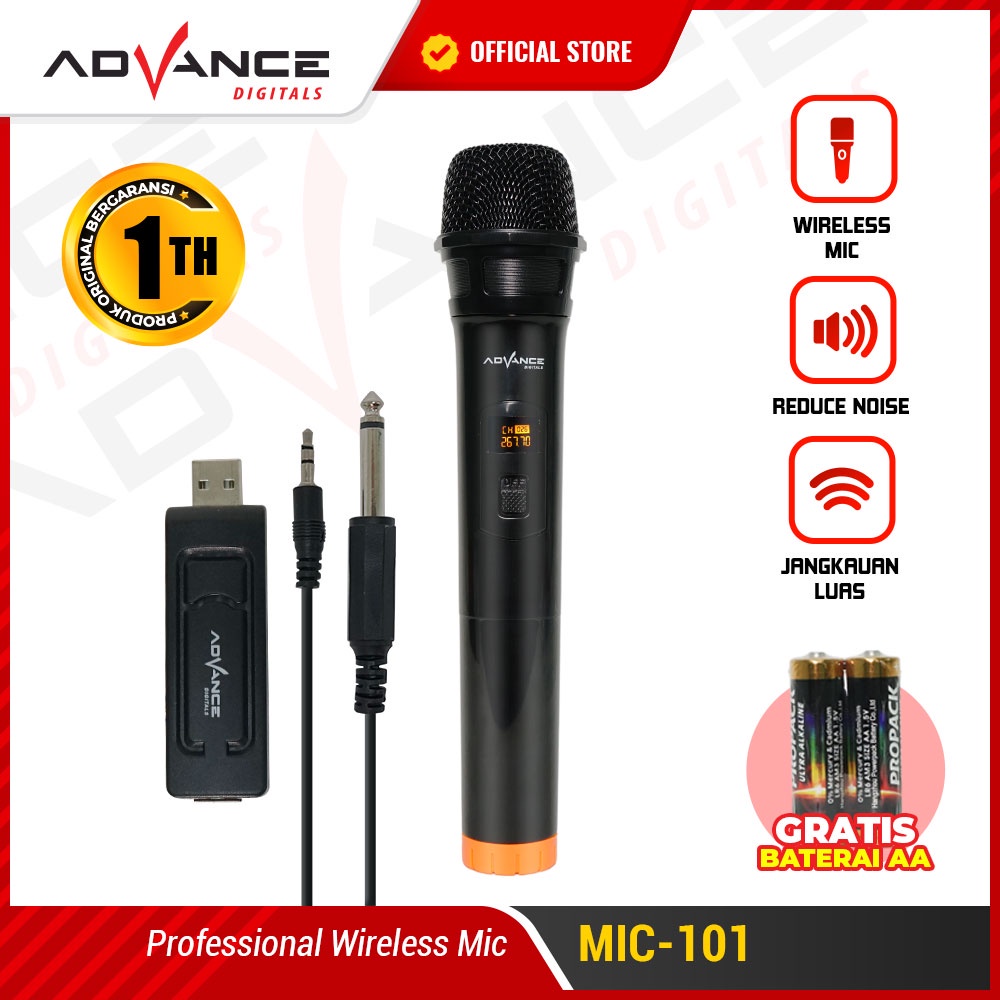 Jual Advance MIC101 Mic Wireless Microphone Bluetooth Karaoke BONUS Baterai | Shopee Indonesia