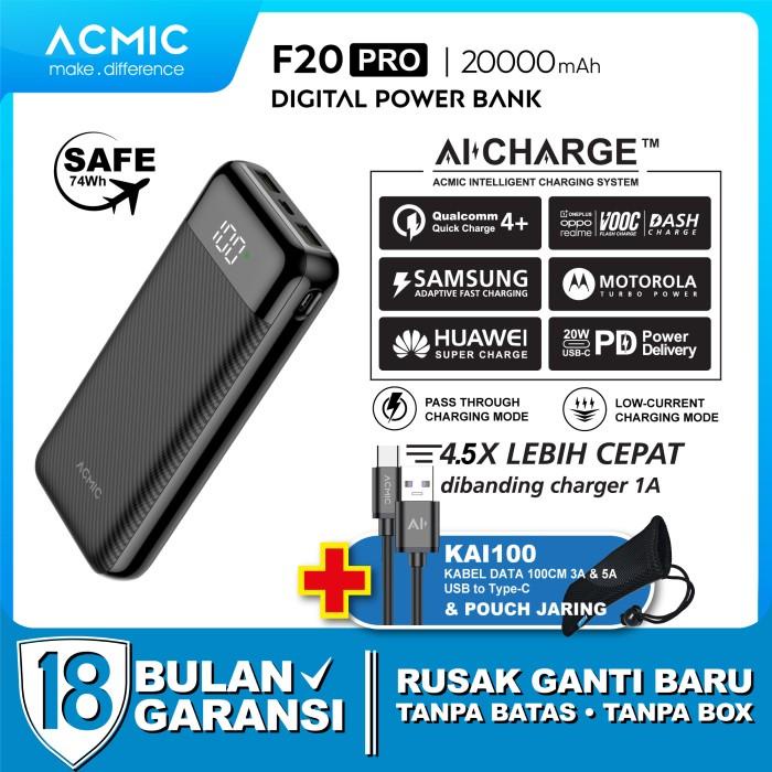 Jual Power Bank | Acmic F20Pro 20000Mah Aicharge Digital Power Bank ...