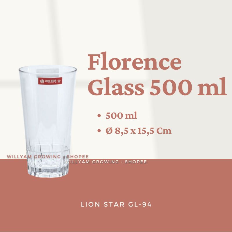 Jual Lion Star Gelas Plastik 500 Ml Florence Glass. GL-94 | Shopee ...