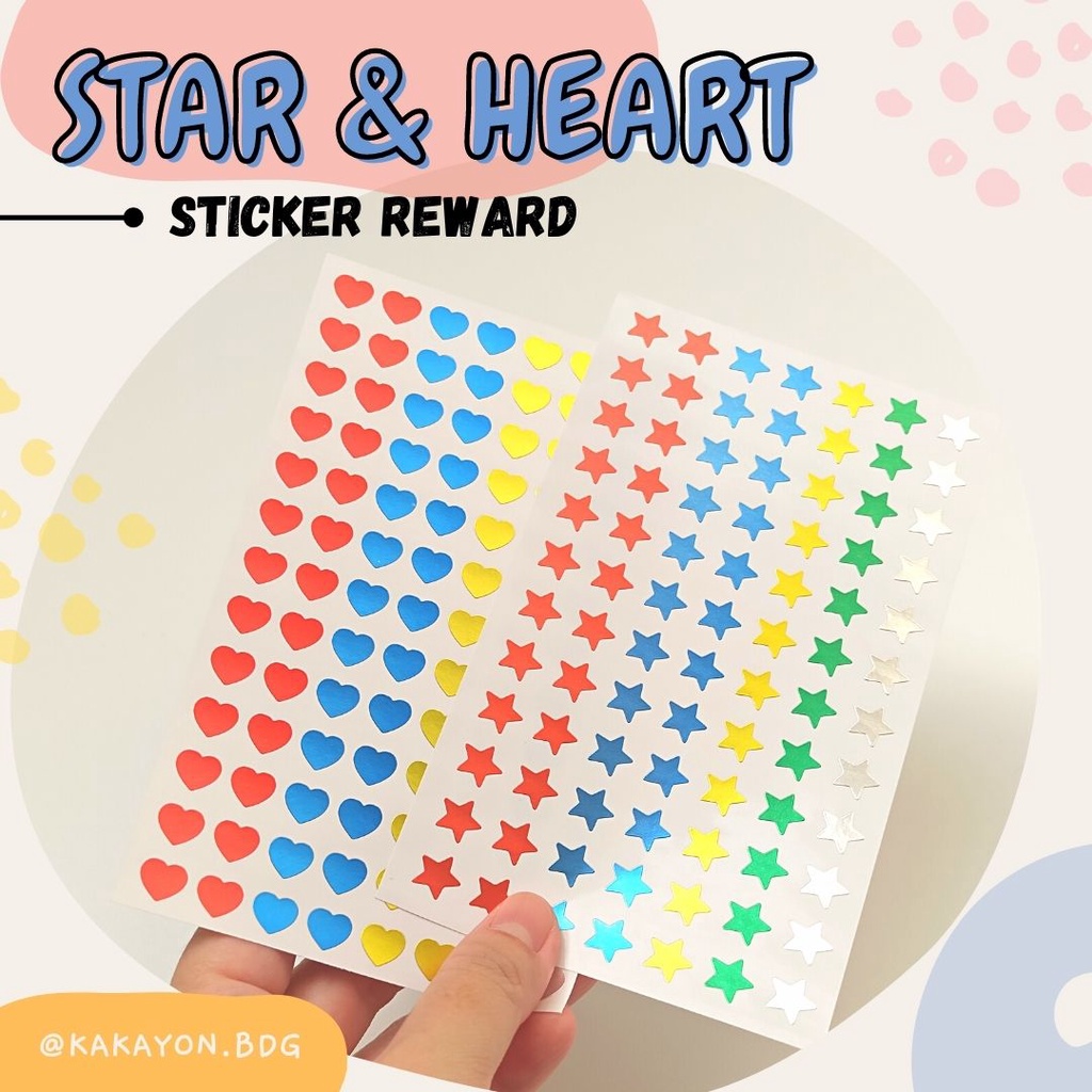 Jual Stiker Reward Bentuk Star Bintang dan Heart Hati | Shopee Indonesia