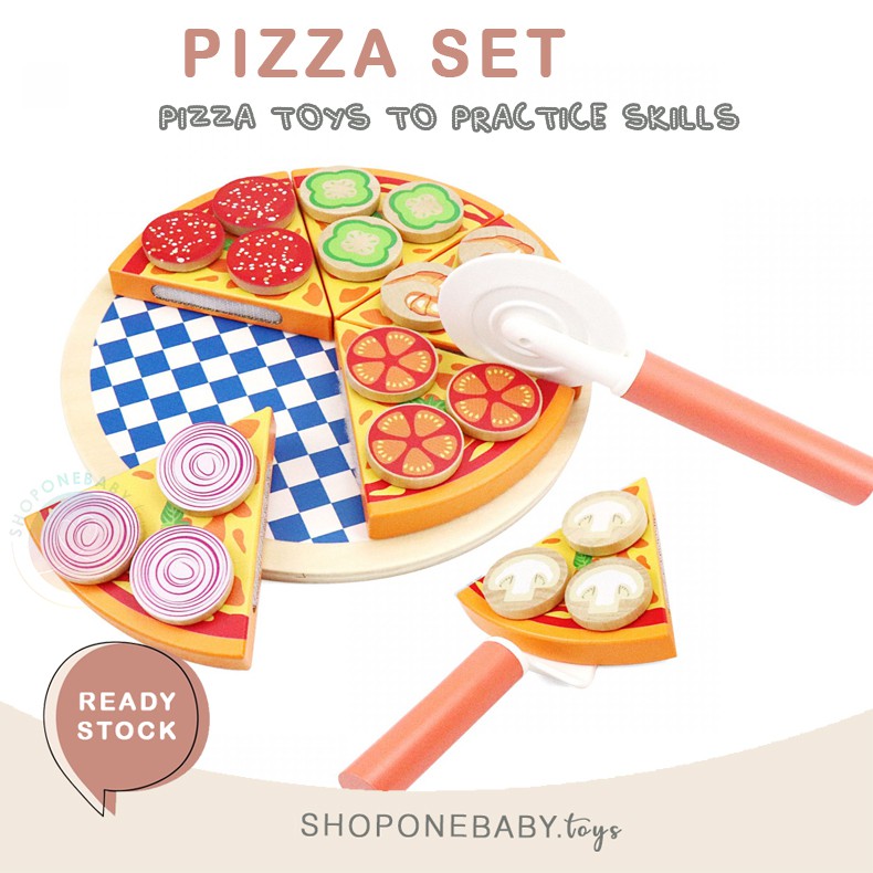 Jual INSTAN Melissa Doug Pizza Party Playset Wooden Kids Toys Mainan ...
