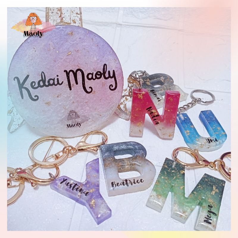 Jual Letter Keychain Resin Gantungan Kunci Huruf Custom Nama Huruf Kado ...