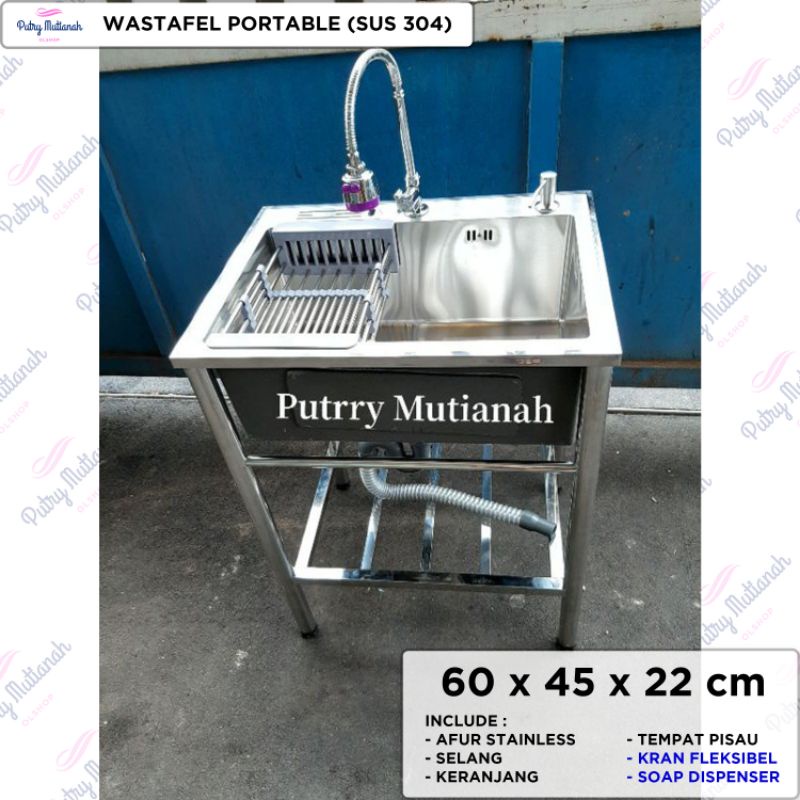 Jual TERMURAH SET PORTBALE KITCHEN SINK UK 60x45CM SUS 304 WASTAFEL ...