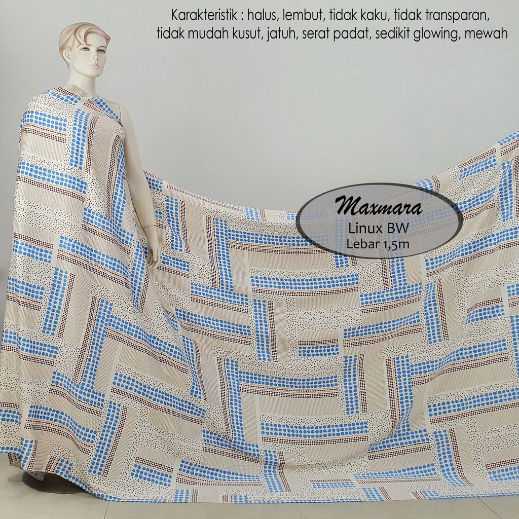 Jual KAIN MAXMARA MOTIF "LINUX BW" (harga per 0,5m) | Shopee Indonesia