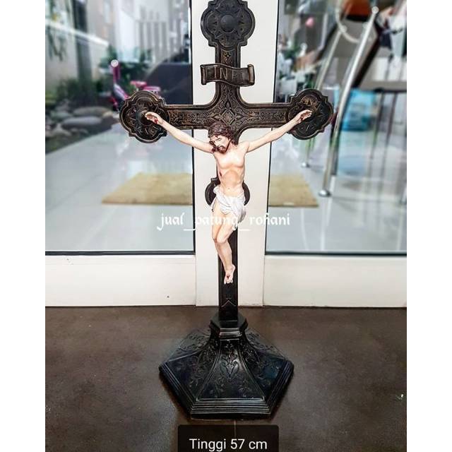 Jual Salib Duduk Yesus Hitam 57 cm | Shopee Indonesia