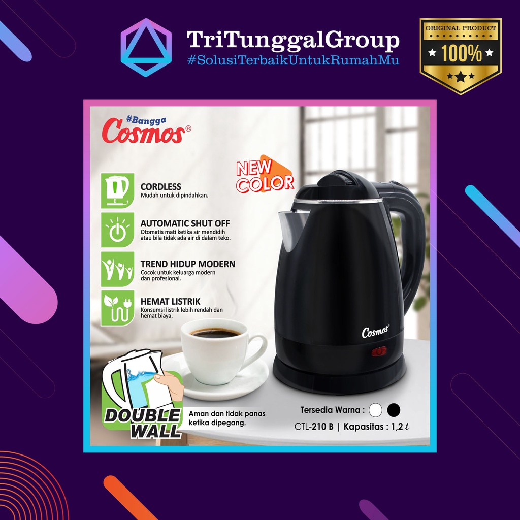 Jual (BAYAR DI TEMPAT) COSMOS KETEL / KETTLE / TEKO CTL-210 B / CTL 210B / CTL210 B (1,2 LITER ...