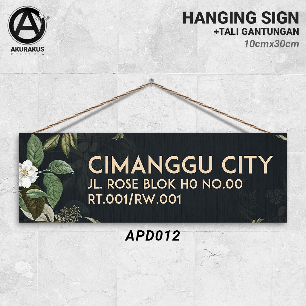Jual ALAMAT NOMOR RUMAH POSTER KAYU PAJANGAN WALL SIGN APD012 10cmX30cm ...