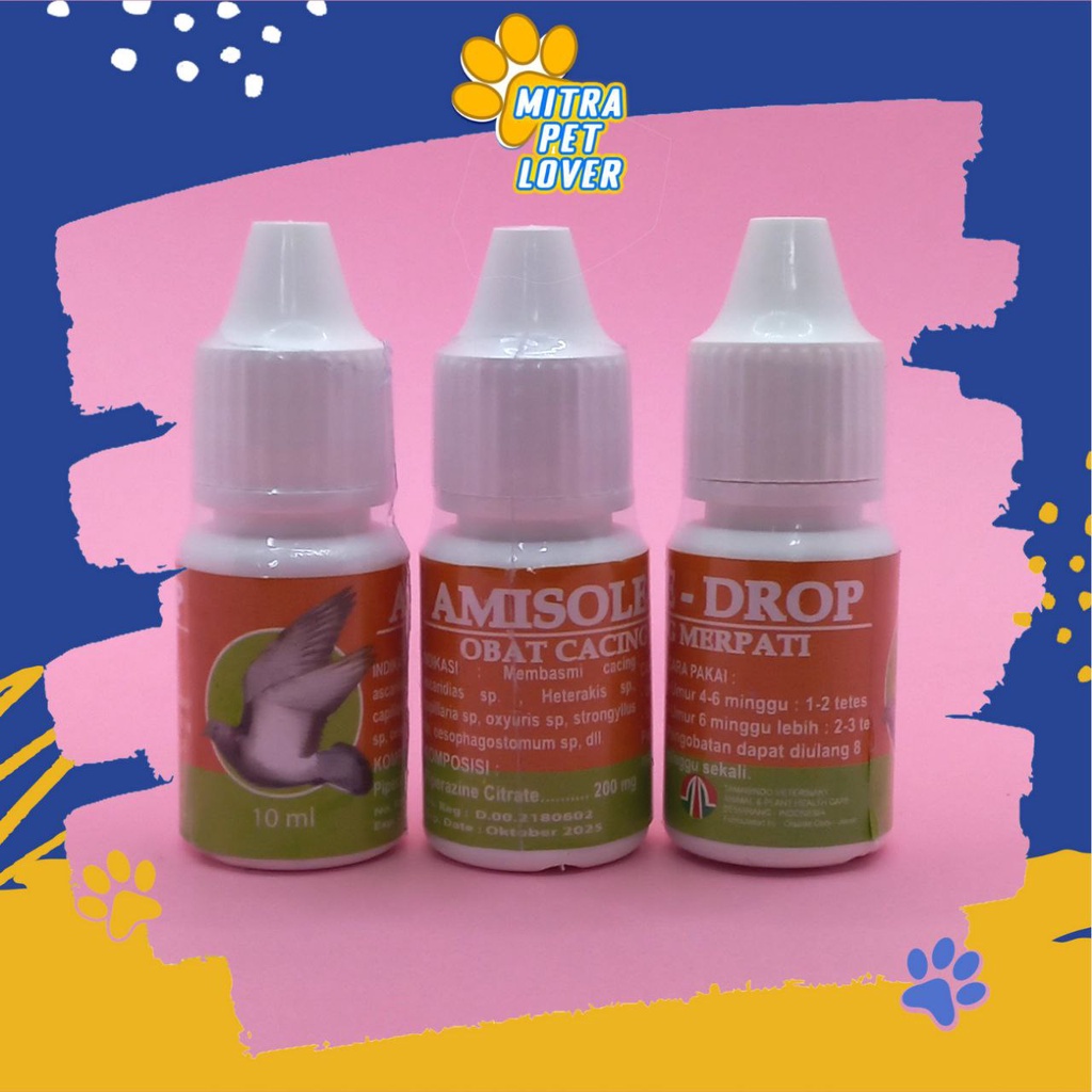 Jual OBAT CACING BURUNG MERPATI - AMISOLE DROP 10ML ORIGINAL - OBAT ...