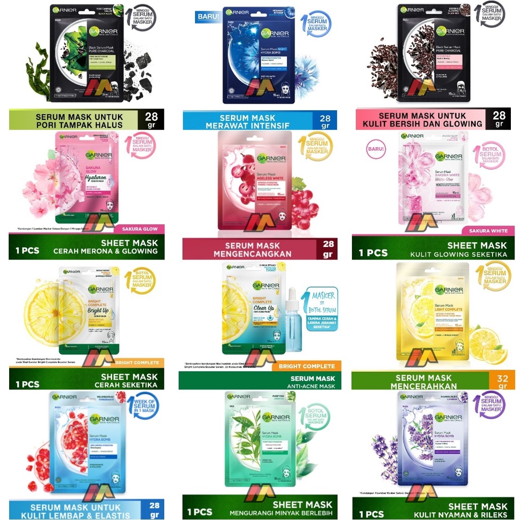 Jual Garnier Serum Mask | Masker Wajah Complete | Hydra Sheet 28gr ...