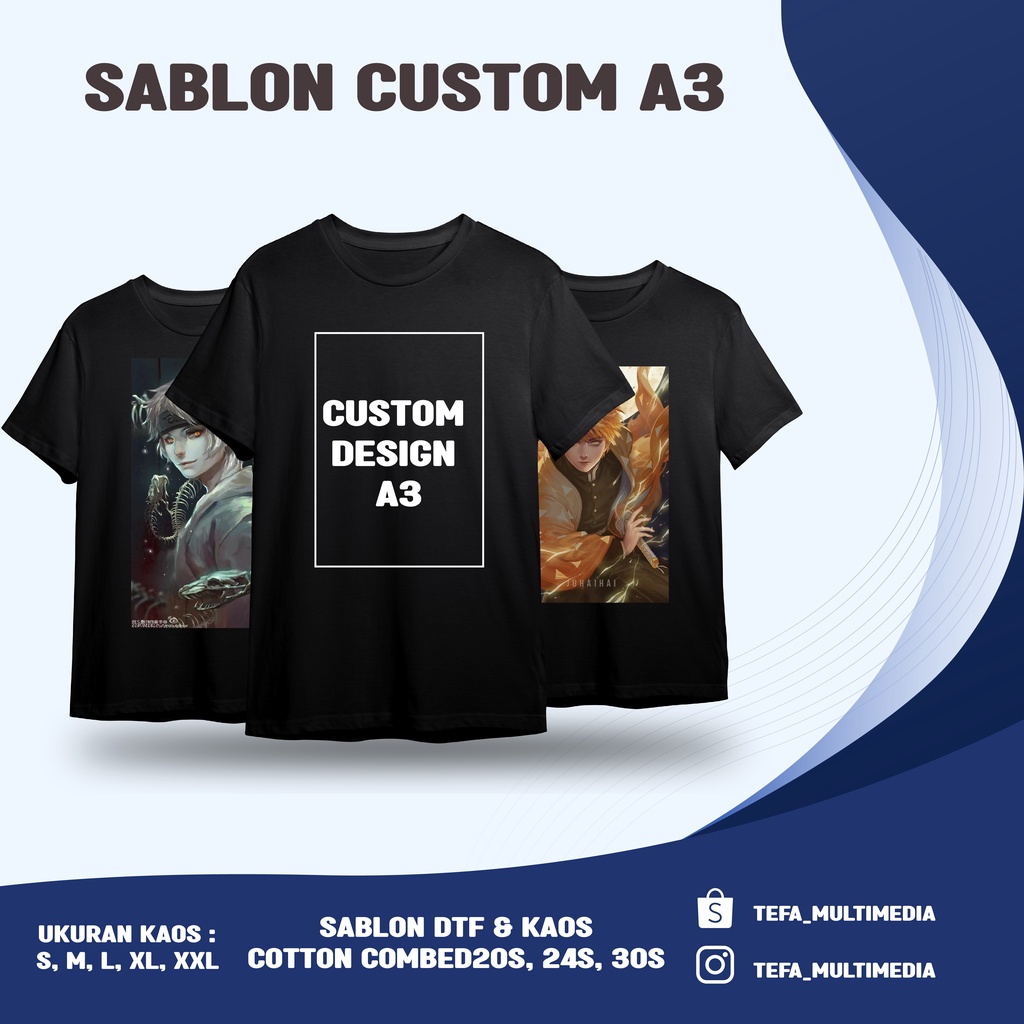 Jual BAJU KAOS SABLON CUSTOM SATUAN GAMBAR NAMA KATA KATA DESAIN SENDIRI SABLON DTF | Shopee ...