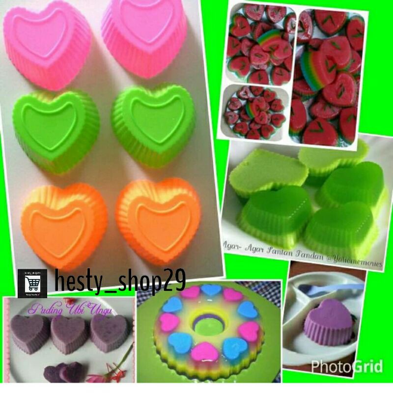 Jual Cetakan Kue Basah Bentuk Love Kue Bolu Kukus Puding Ager ( 12pcs ...